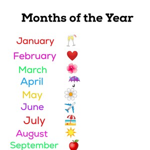 Months of the Year X2 Wall Art, Wall Decor, Kids Learning Materia ...