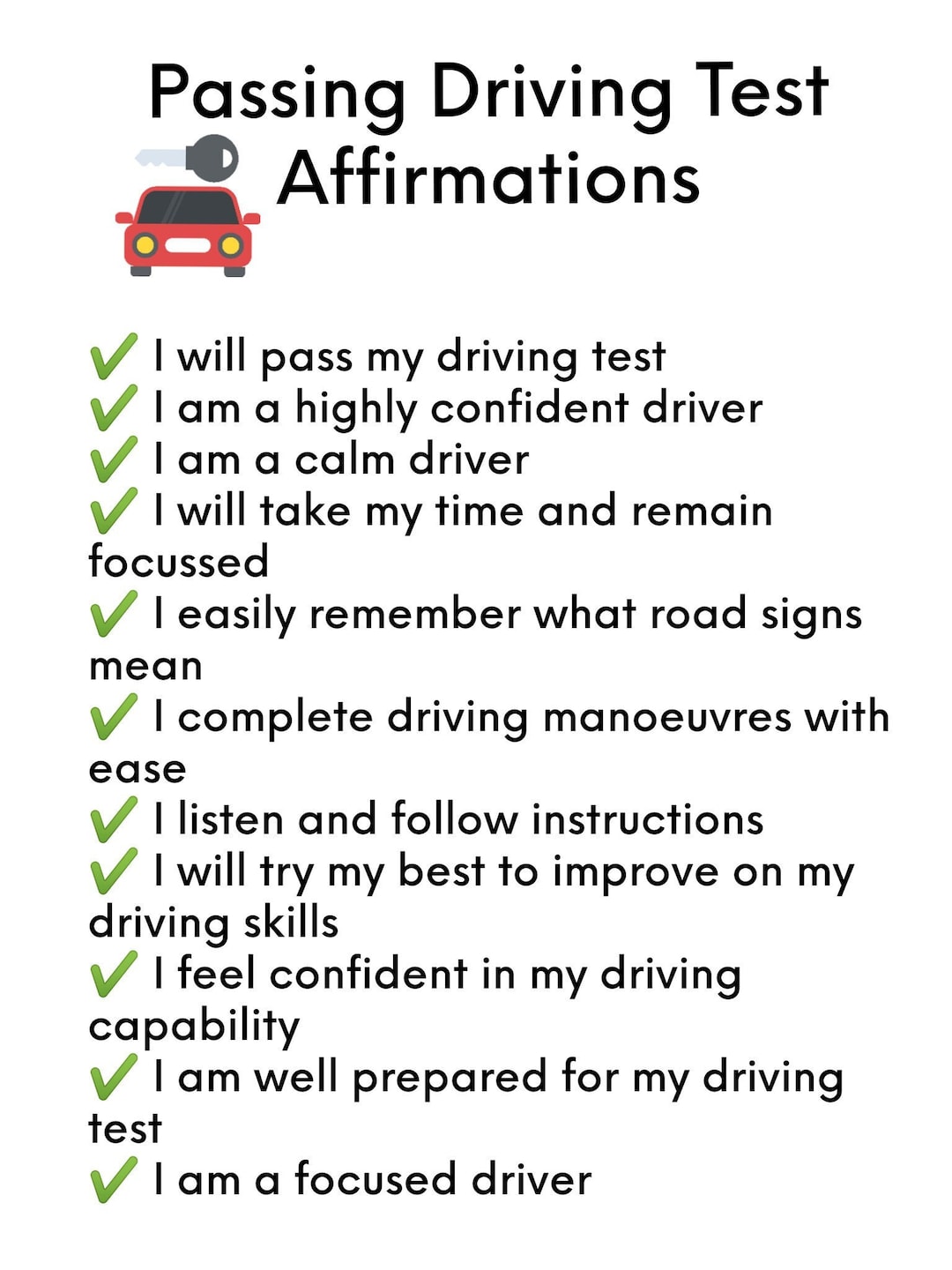 Passing Driving Test Affirmations, Theory Test, Practical, Pass ...