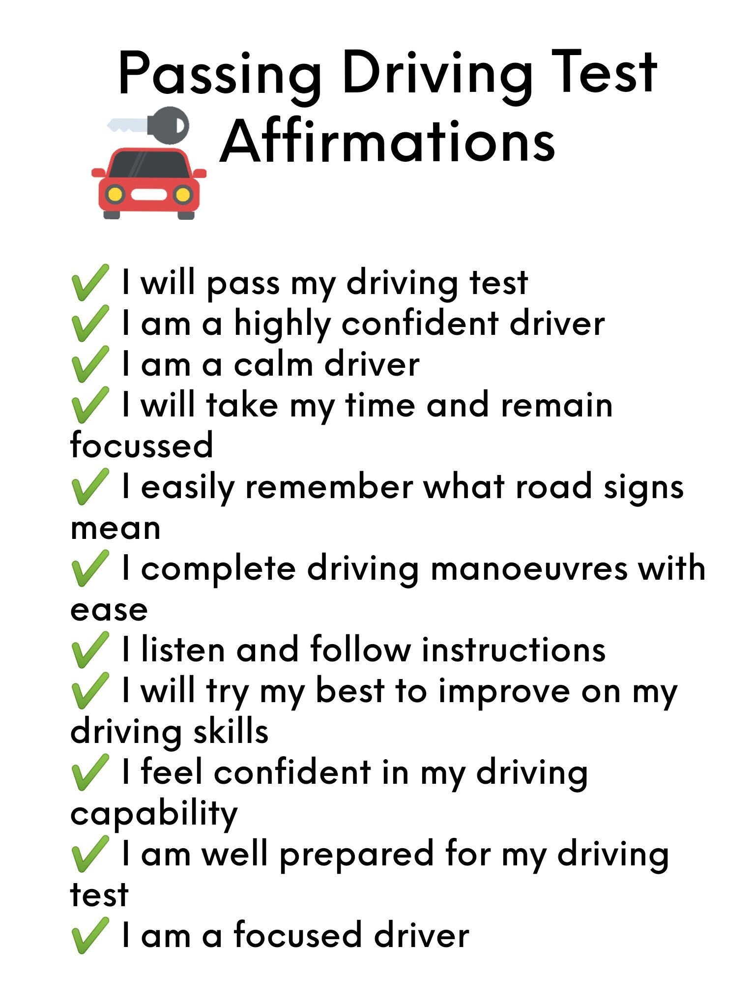 Passing Driving Test Affirmations, Theory Test, Practical, Pass ...