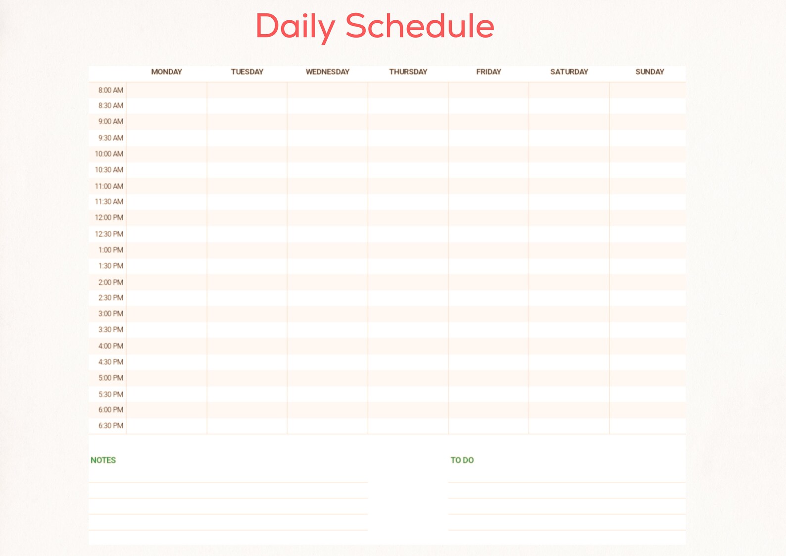 Daily Schedule, Planner, Template, Instant, Printable, Digital Download ...