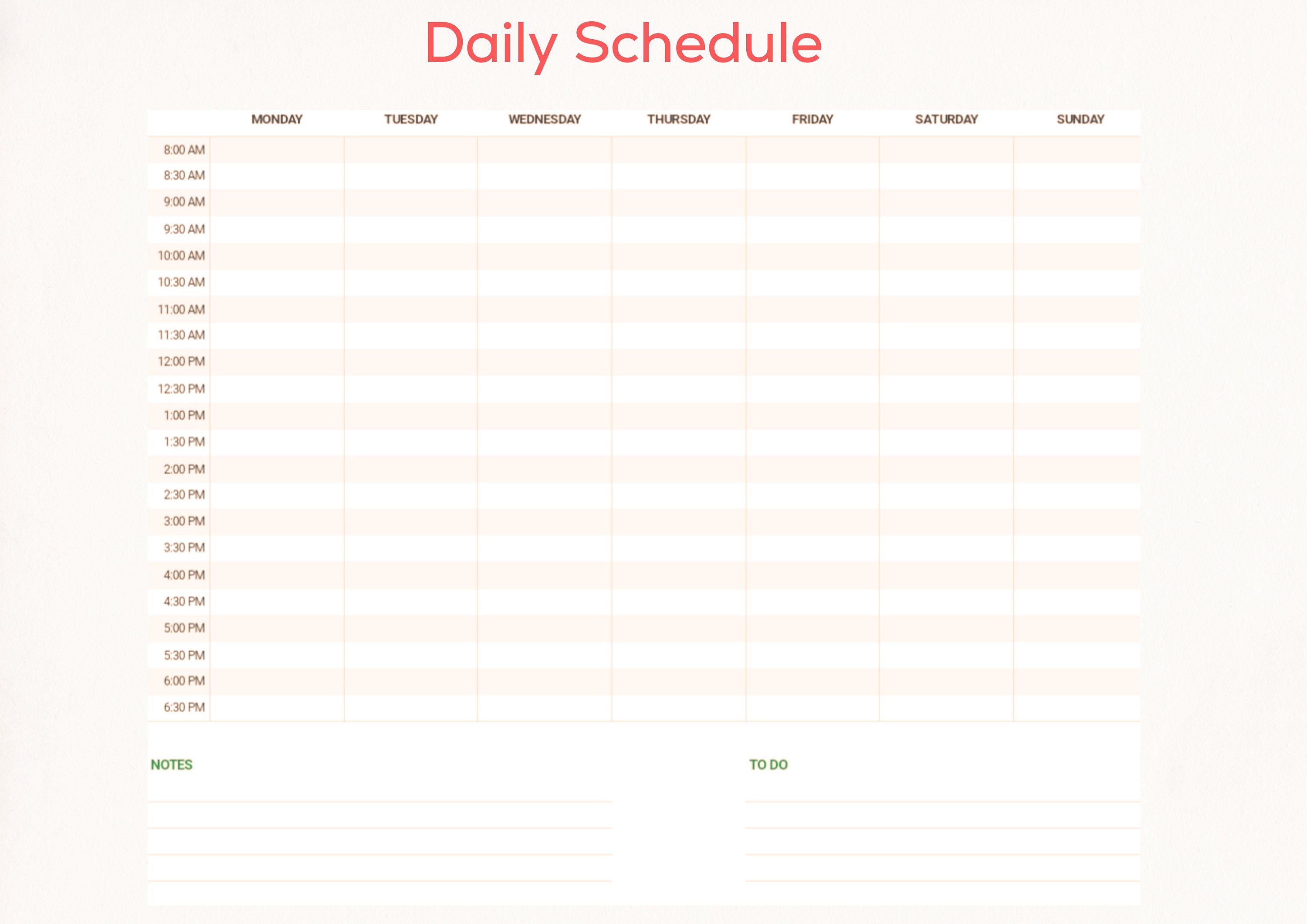 Daily Schedule, Planner, Template, Instant, Printable, Digital Download ...