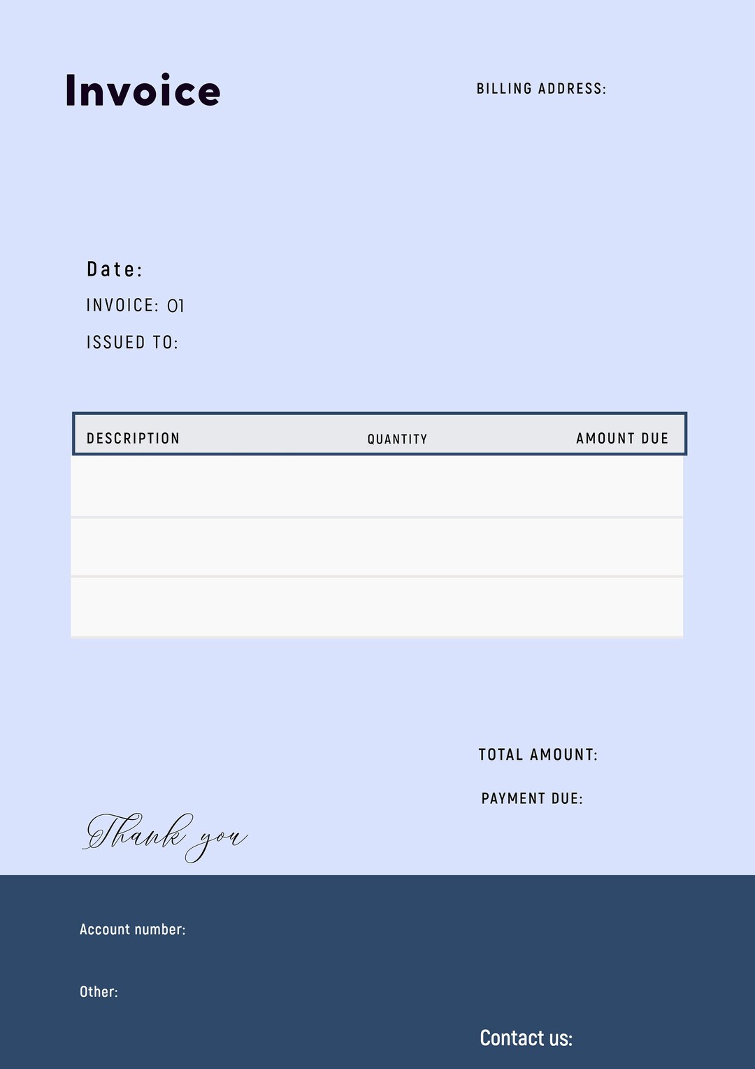 Invoice Template, Editable, Instant, Printable, Digital Download - Etsy