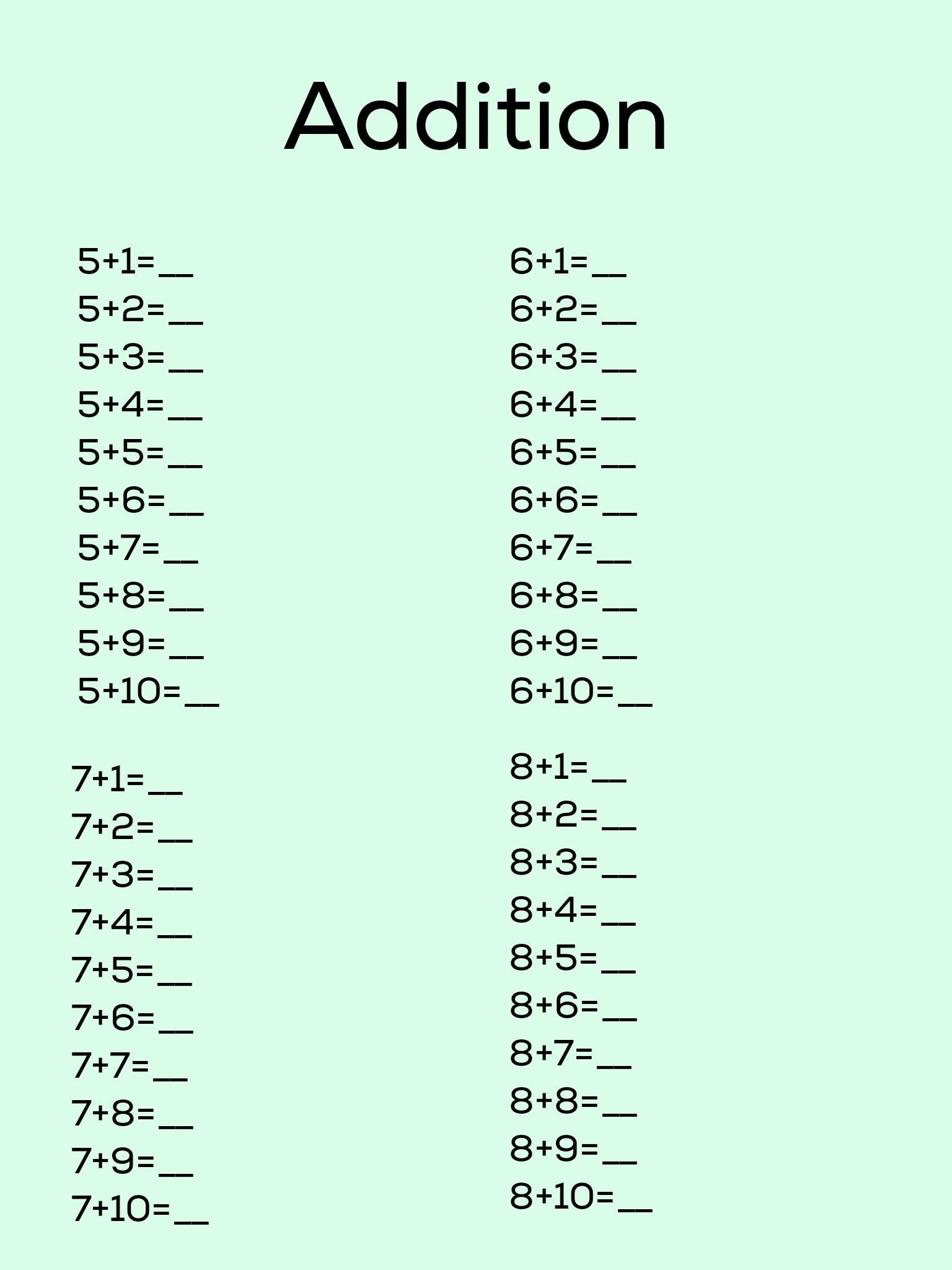Addition Worksheet 2 Maths Learning Homework Homeschooling Instant ...