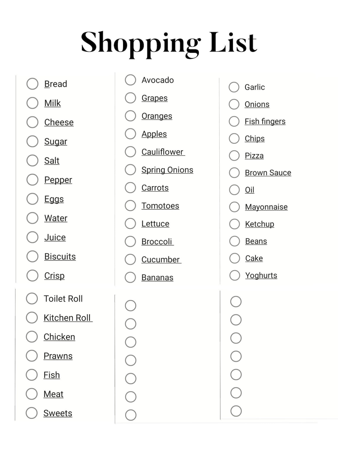 Shopping List Printable Digital Download - Etsy