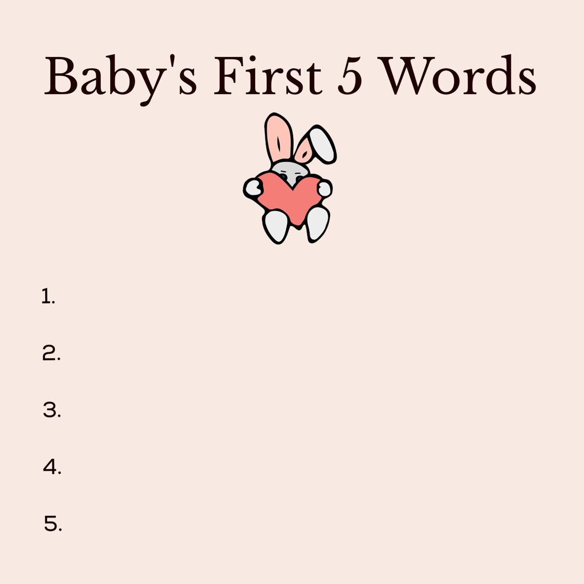 Baby's First 5 Words Digital Download Printable - Etsy