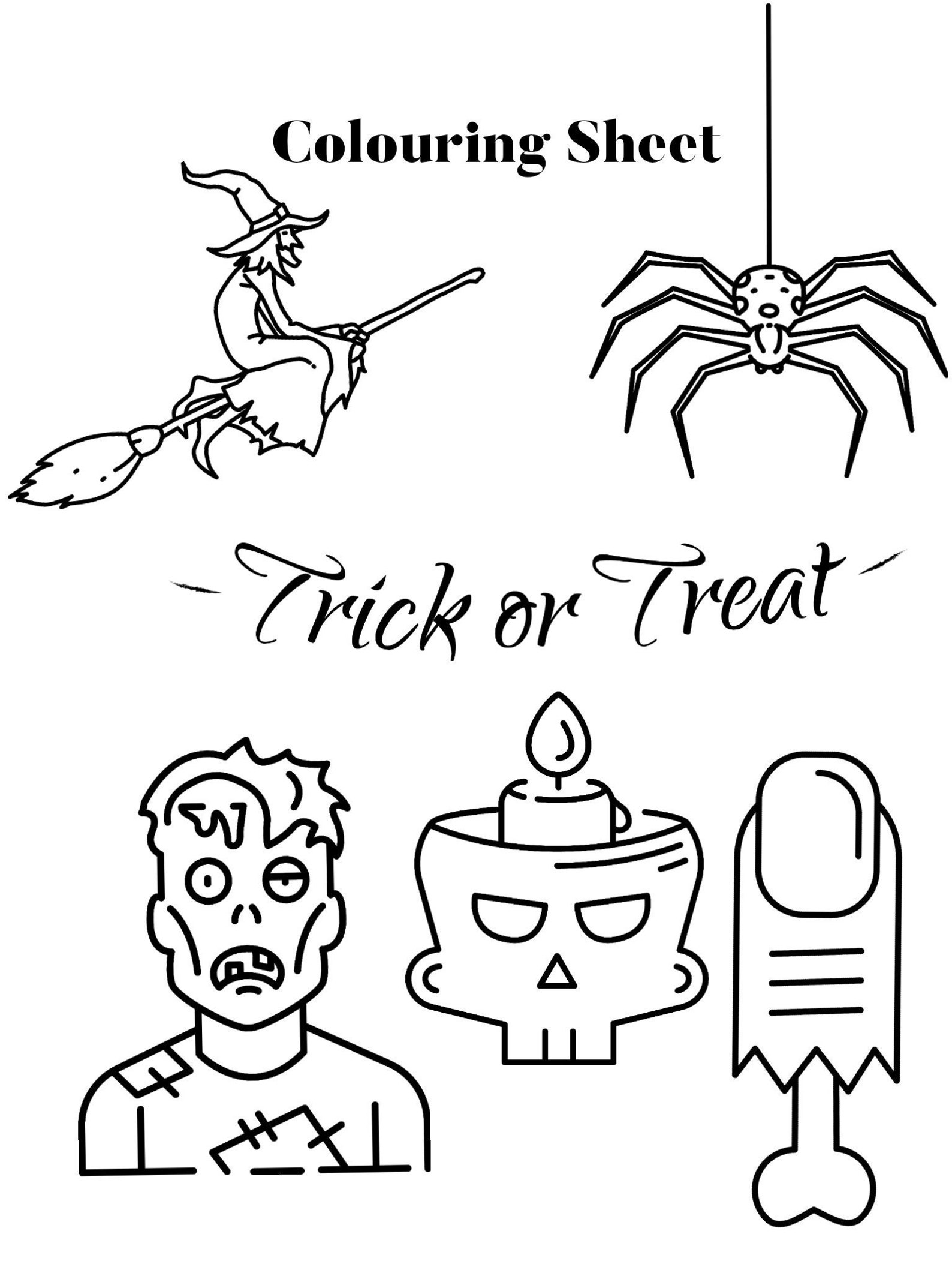 Halloween Colouring Sheet Party Themed Printable Digital - Etsy
