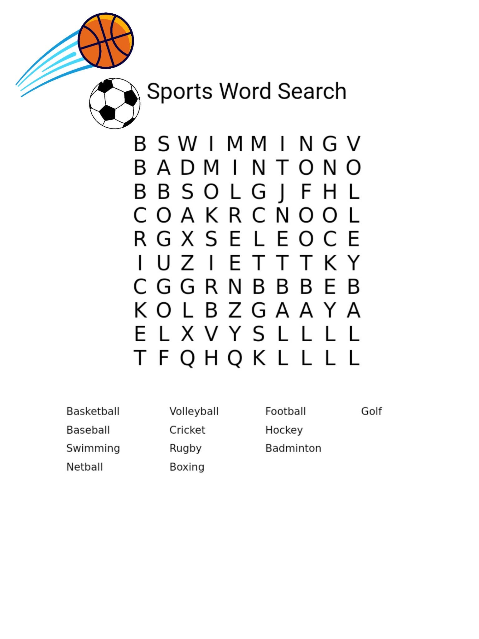 Sport Wordsearch Instant Printable Digital Download - Etsy