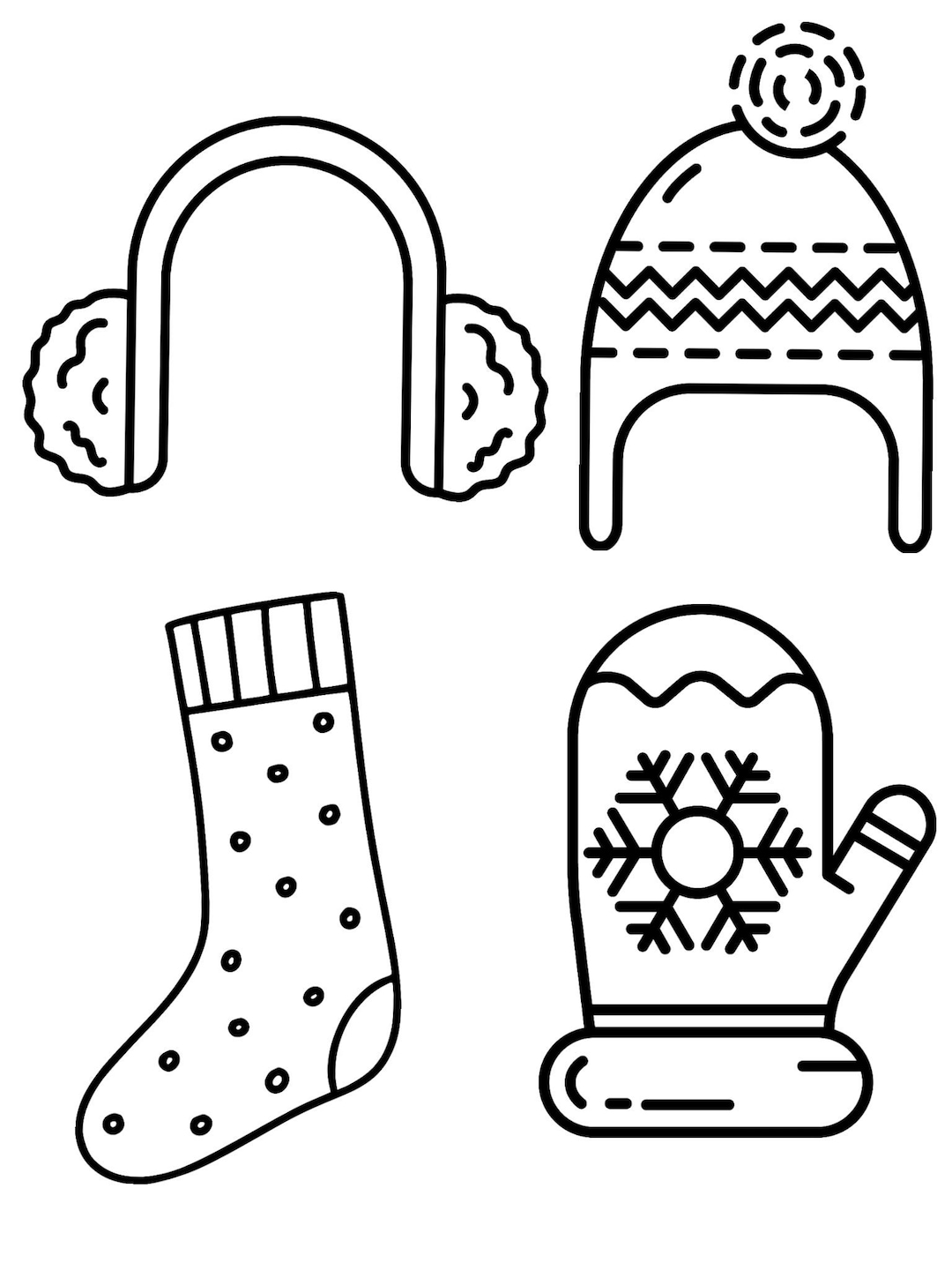 Winter Clothes Colouring Sheet Printable Digital Download - Etsy