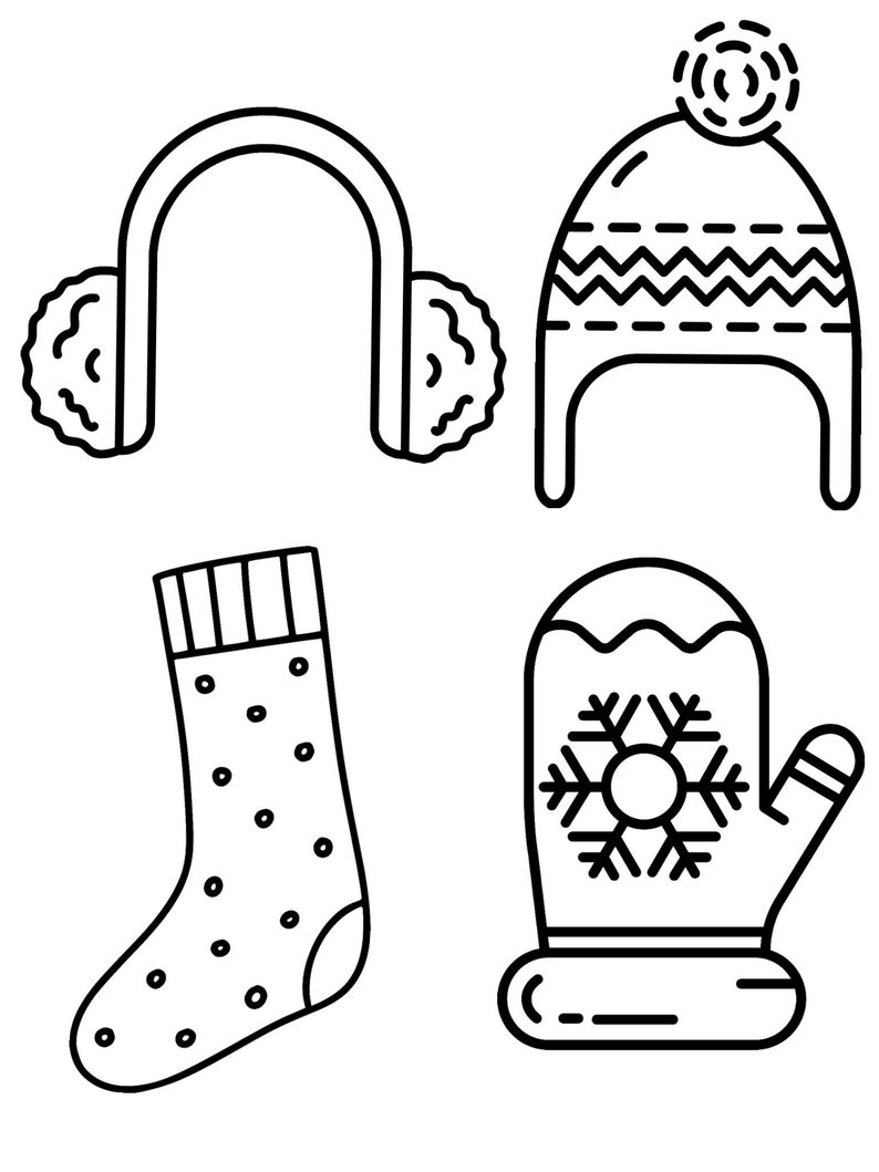 Winter Clothes Colouring Sheet Printable Digital Download - Etsy