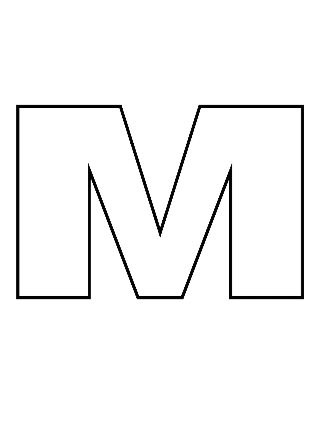 Capital Letter M, Upper Case, Template, Colouring Sheet, Instant ...