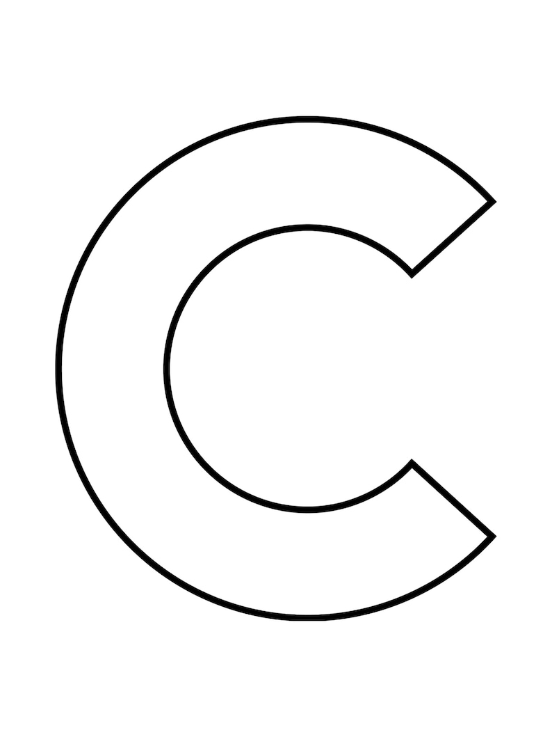 Letter C Upper Case Letter Template Alphabet Instant Printable Digital Download Etsy