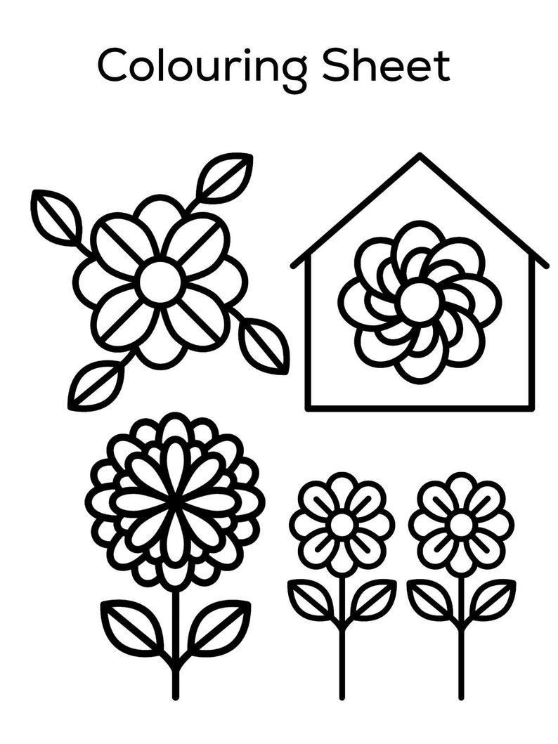 Flowers Colouring Sheet Printable Digital Download - Etsy