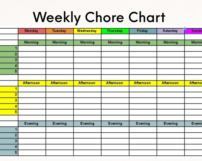 Younger Kids Chore Chart Digital Download - Etsy Canada