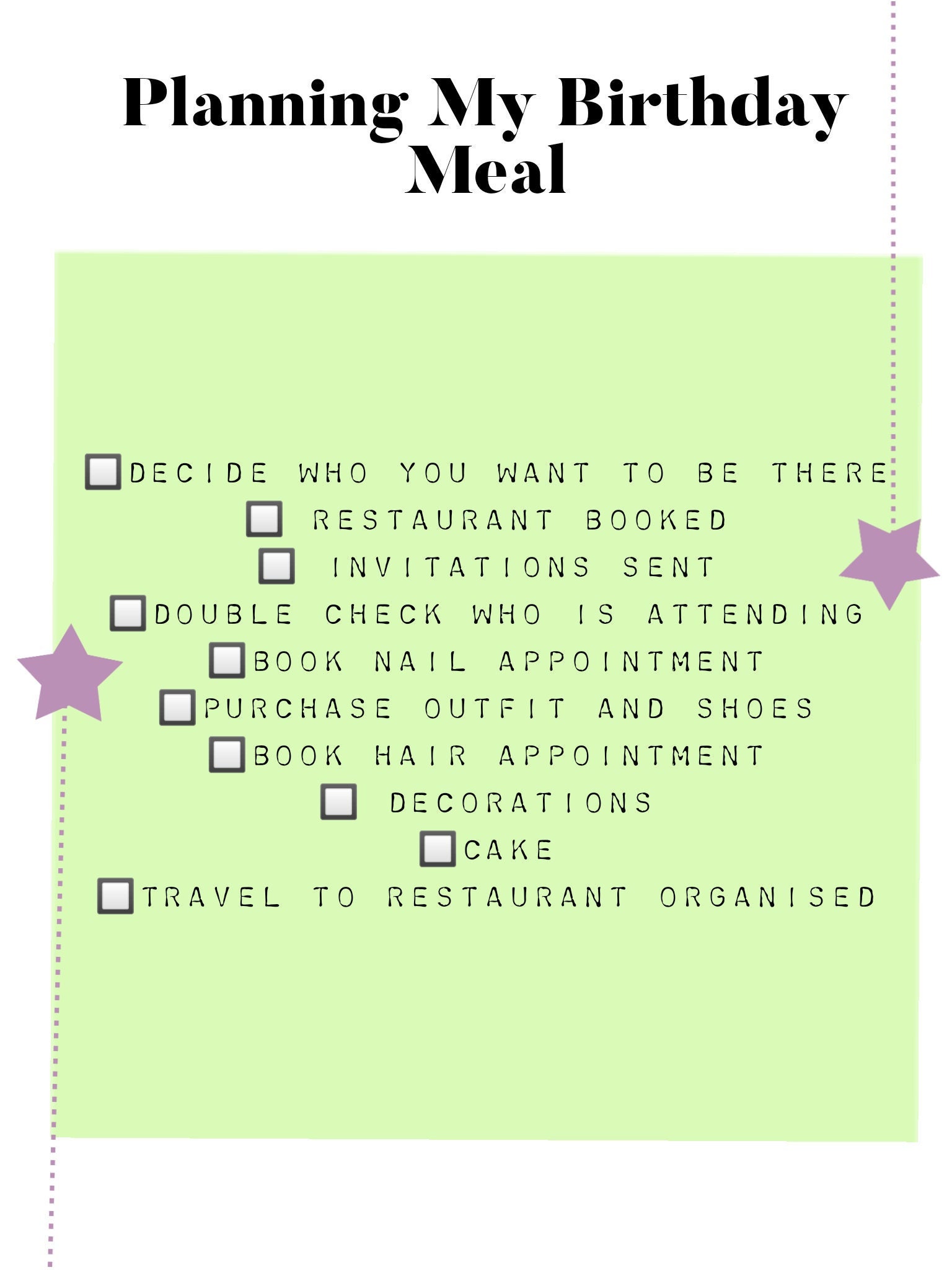 Planning My Birthday Meal Printable Digital Download - Etsy