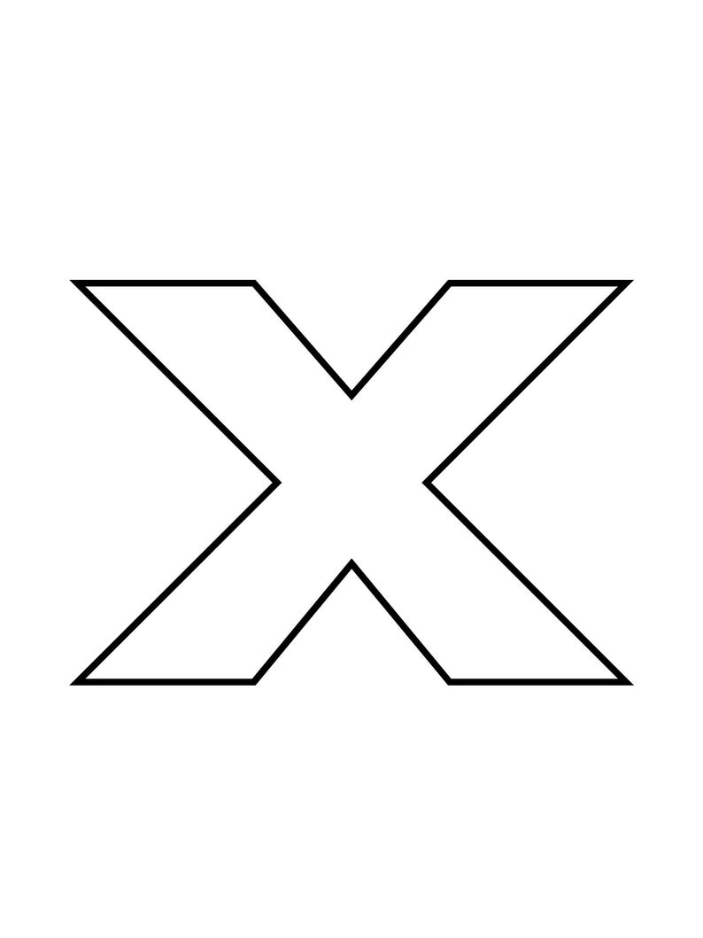 Capital Letter X, Upper Case, Template, Colouring Sheet, Instant ...