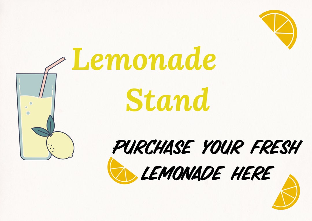 Lemonade Stand Sign, Poster, Banner,lemons, Kids, Instant, Summer ...