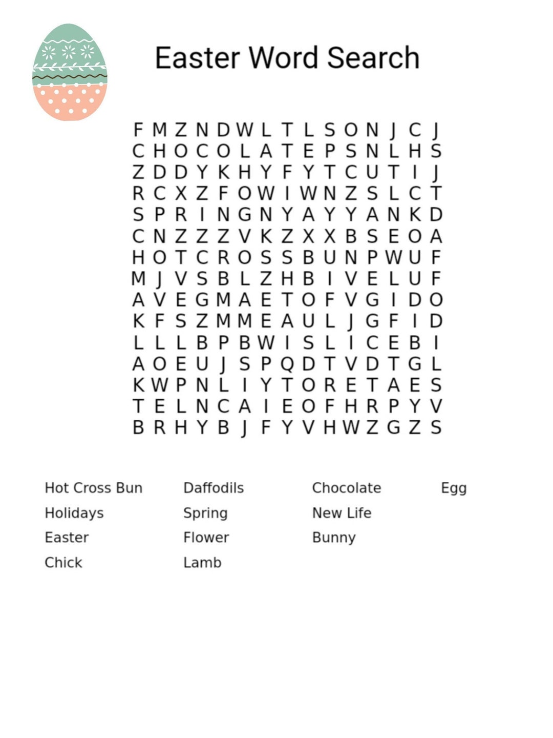 Easter Word Search Instant Printable Digital Download - Etsy