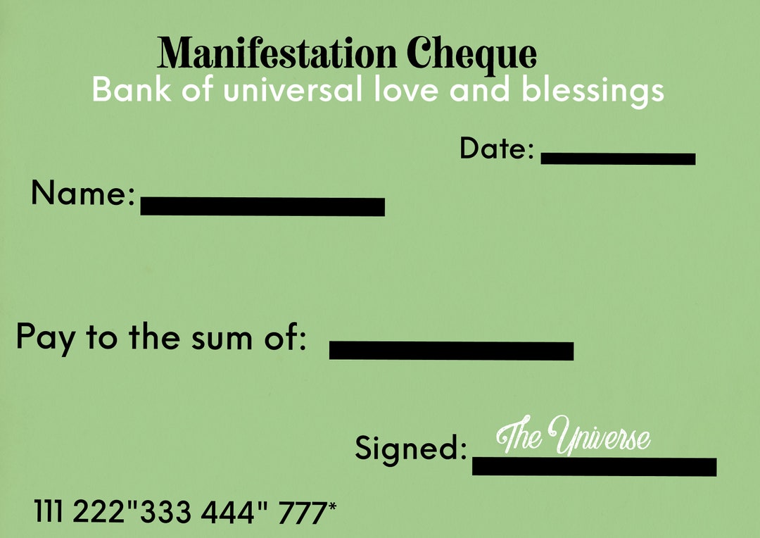 Manifestation Digital Cheque, Instant, Printable, Digital Download - Etsy