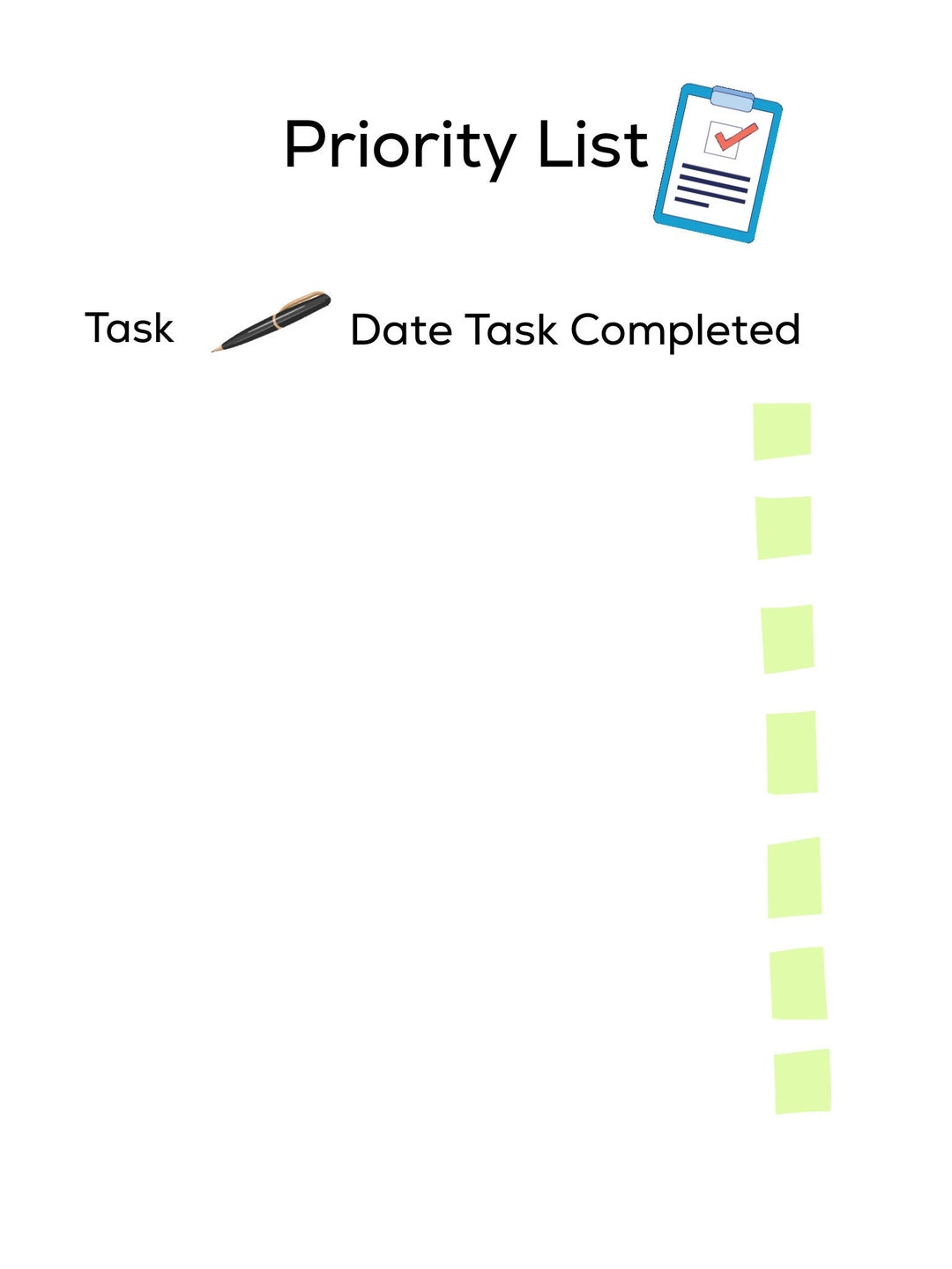 Priority Checklist Printable Digital Download - Etsy