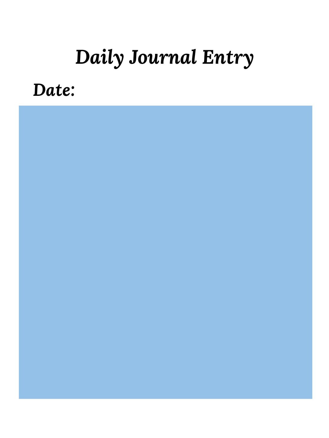 Daily Journal Entry Blue Printable Digital Download - Etsy