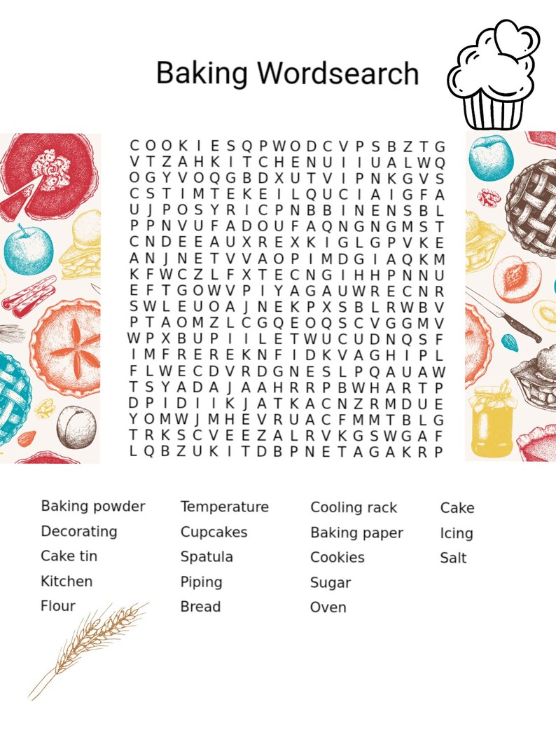 Baking Wordsearch, Bakers, Cupcakes, Baking Tools, Baking Equipment ...