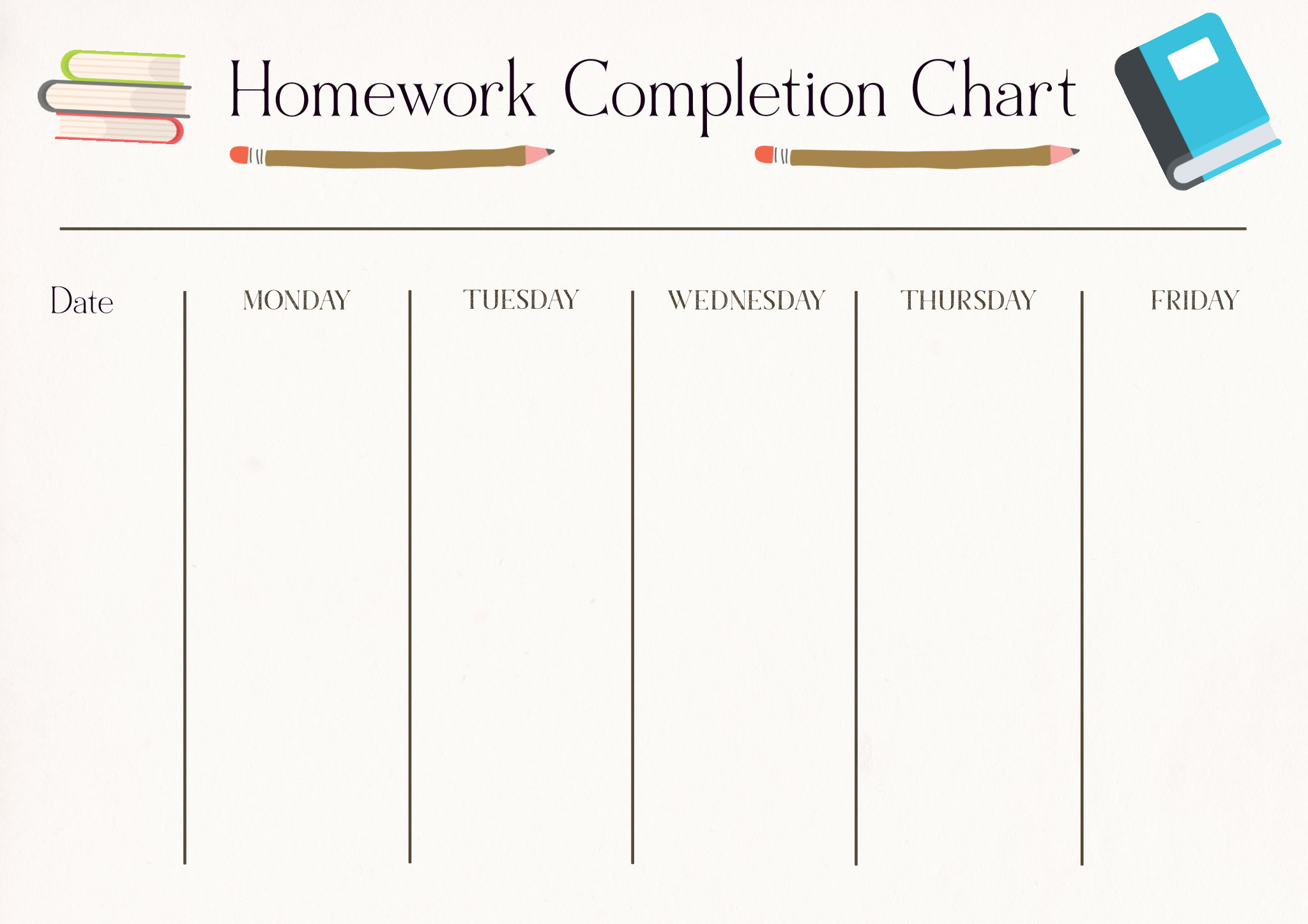Printable Digital Download Homework Completion Chart - Etsy