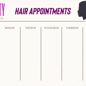 Hair Appointments Sheet Printable Digital Download - Etsy