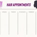 Hair Appointments Sheet Printable Digital Download - Etsy