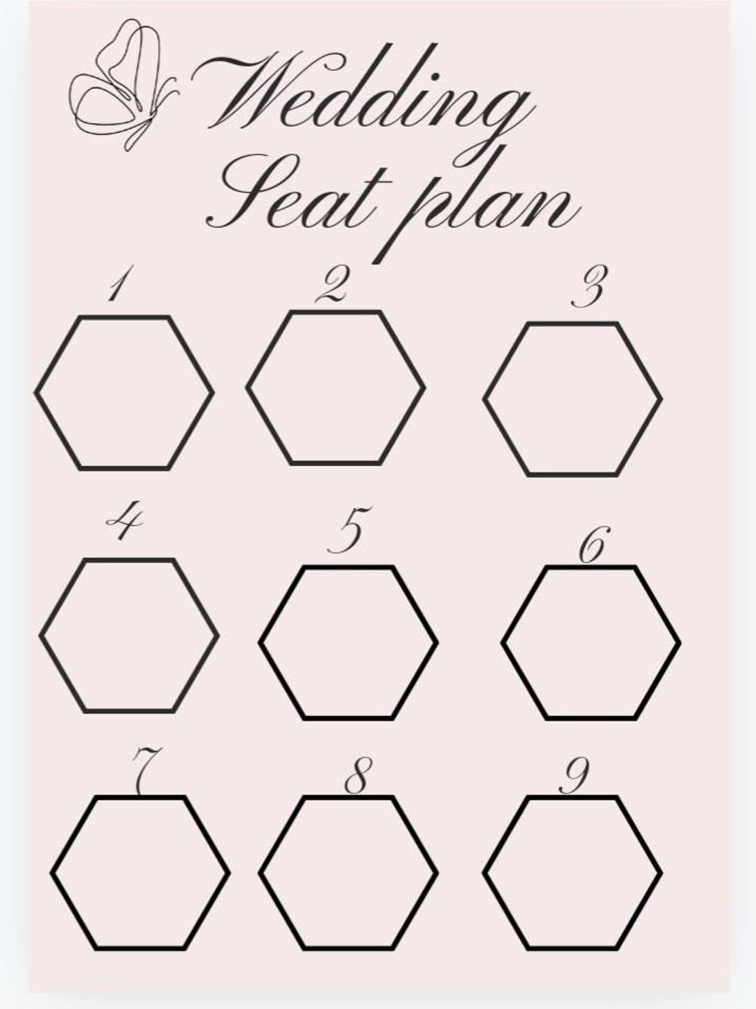 Hexagon Tables, Template, 9 Tables, Wedding Seat Plan, Wedding ...