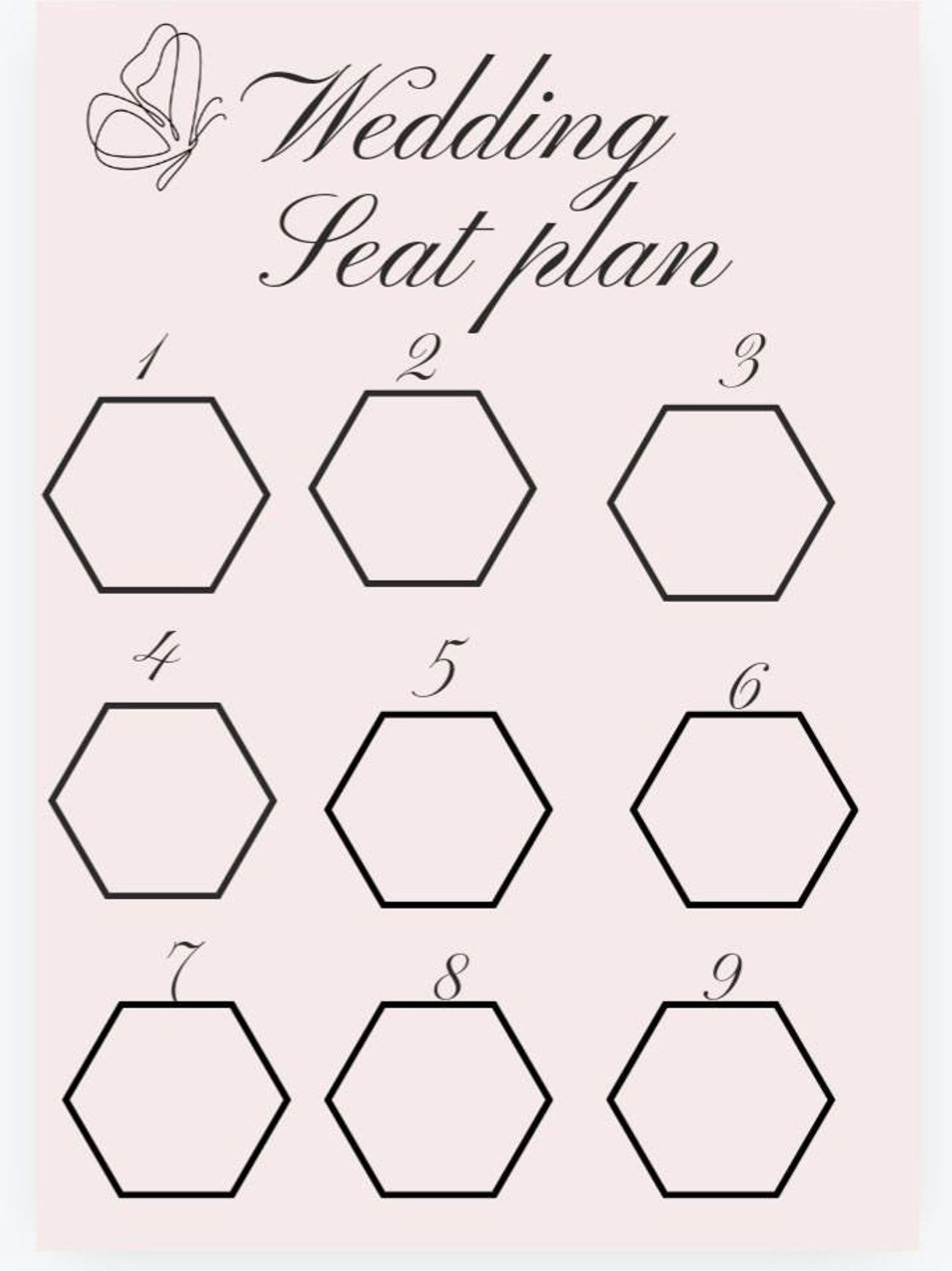 Hexagon Tables, Template, 9 Tables, Wedding Seat Plan, Wedding ...