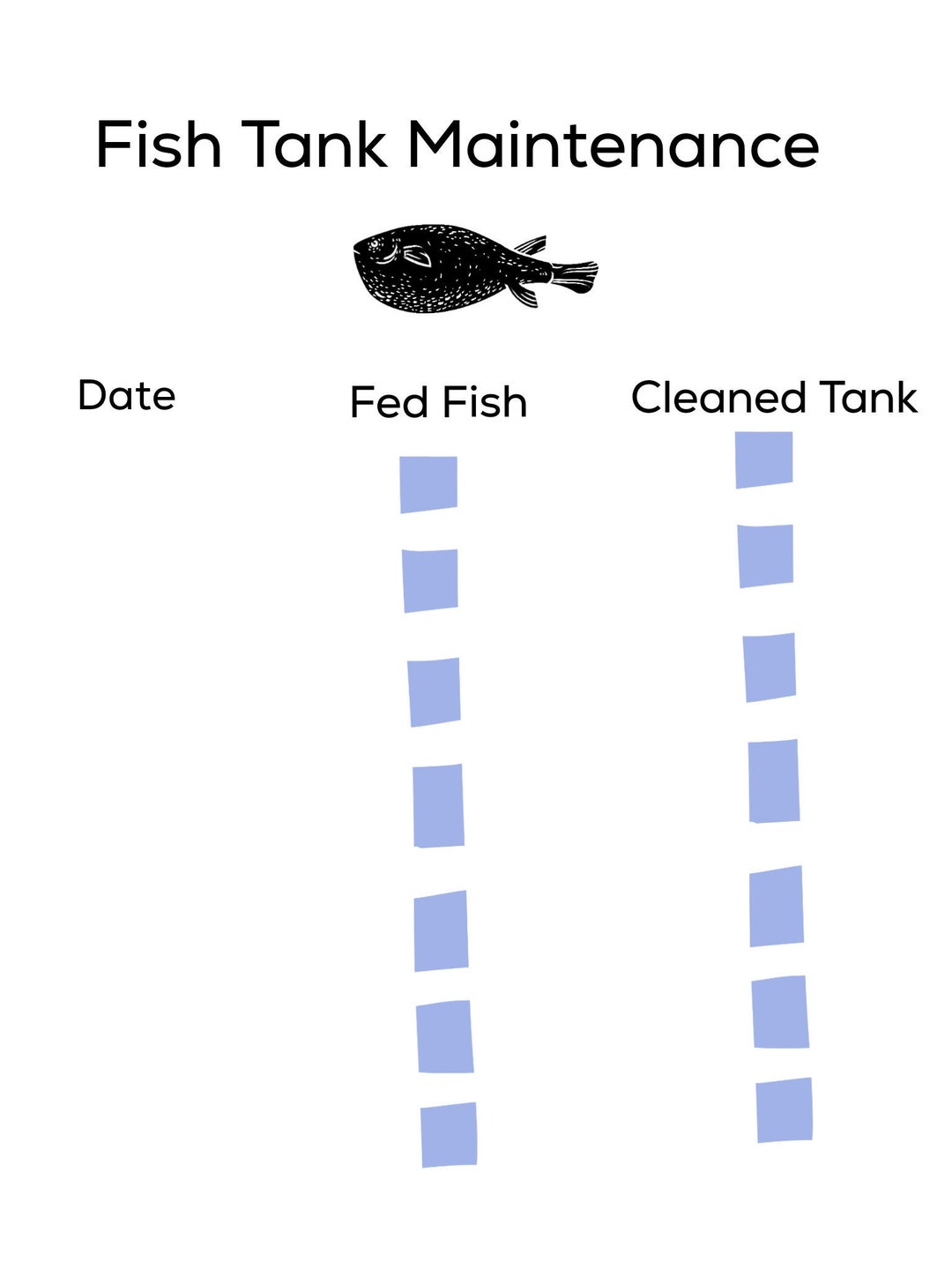 Fish Maintenance Check List, Tracker, Printable Digital Download - Etsy