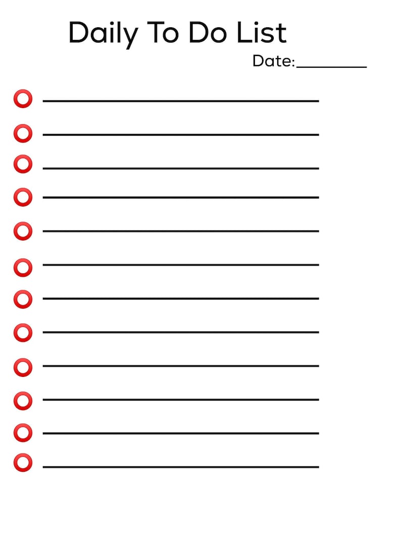 To Do List, Plain, Basic, Daily, Instant, Printable Digital Download - Etsy