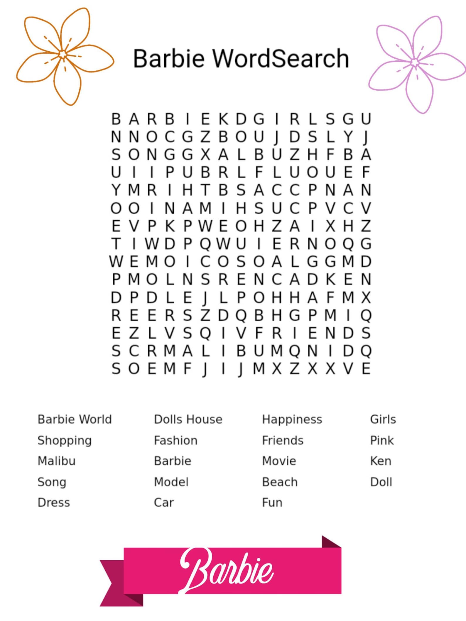 Barbie Wordsearch, Barbie World, Ken, Beach, Barbie Film, Girls ...