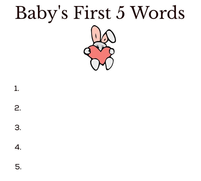 Baby's First 5 Words, Toddler, Printable Digital Download - Etsy