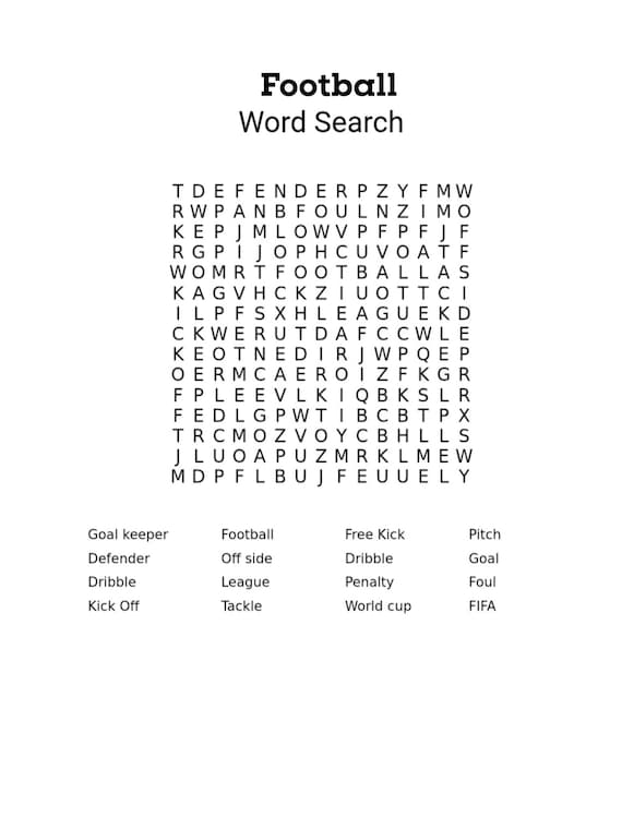 Nfl Word Search Printable