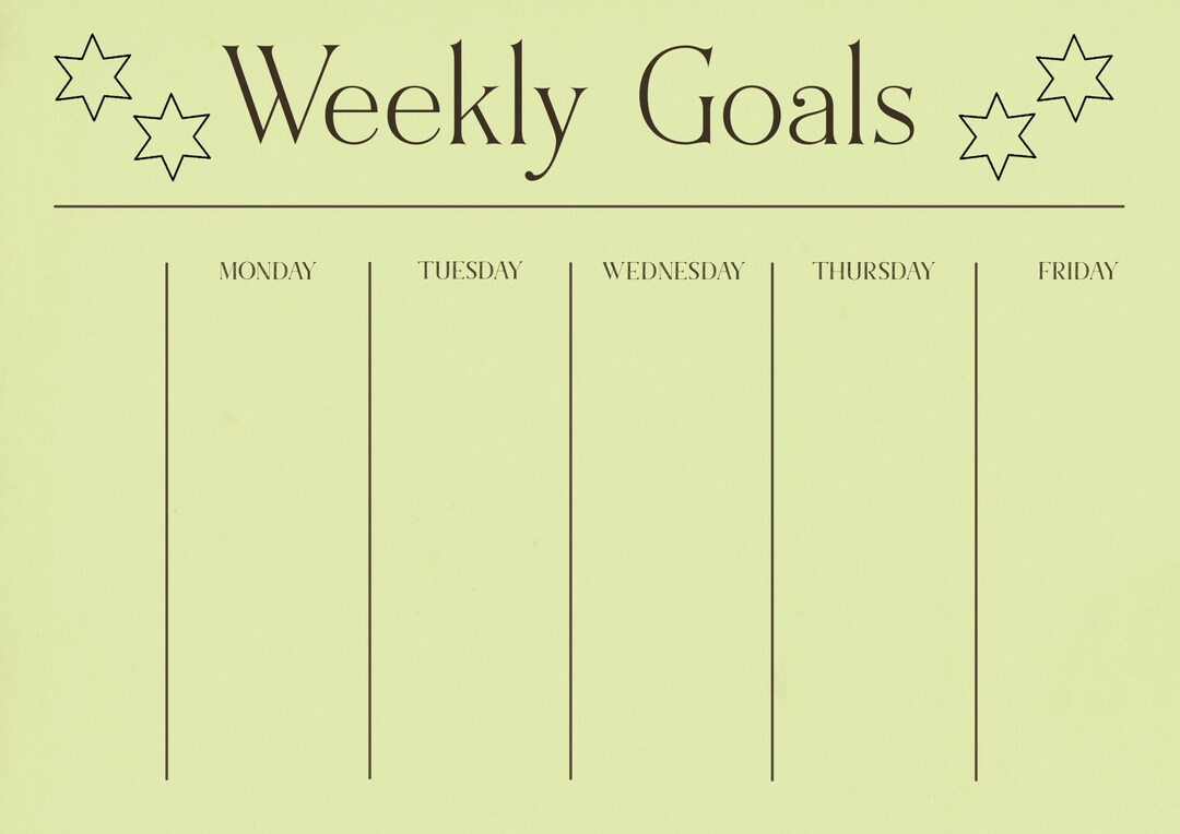 Weekly Goals Sheet, Journal,printable Digital Download - Etsy