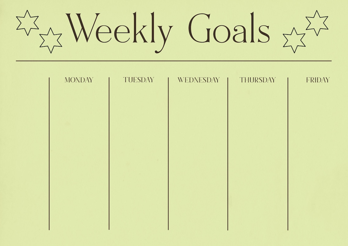 Weekly Goals Sheet, Journal,printable Digital Download - Etsy