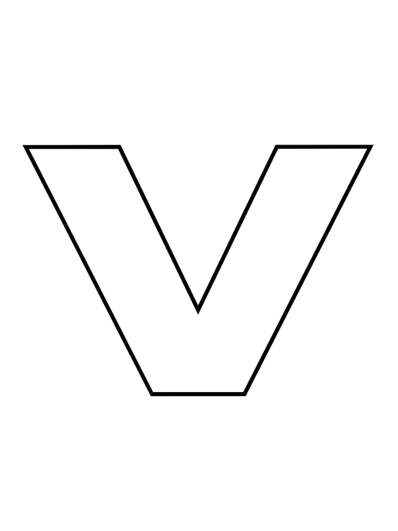 Capital Letter V, Upper Case, Template, Colouring Sheet, Instant ...