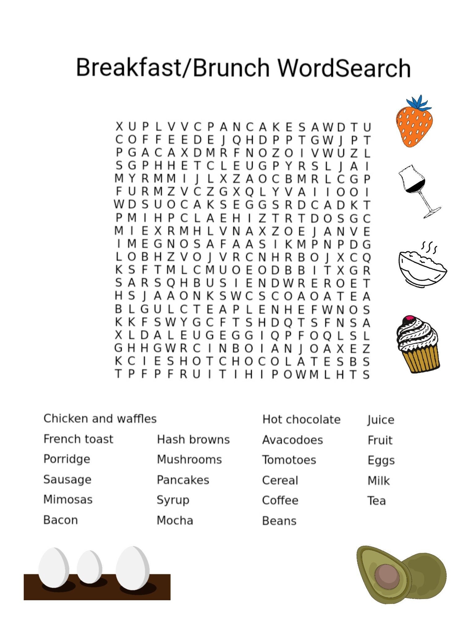 Brunch, Breakfast, Wordsearch, Puzzle, Fun, Activity, Game, Ideal for ...