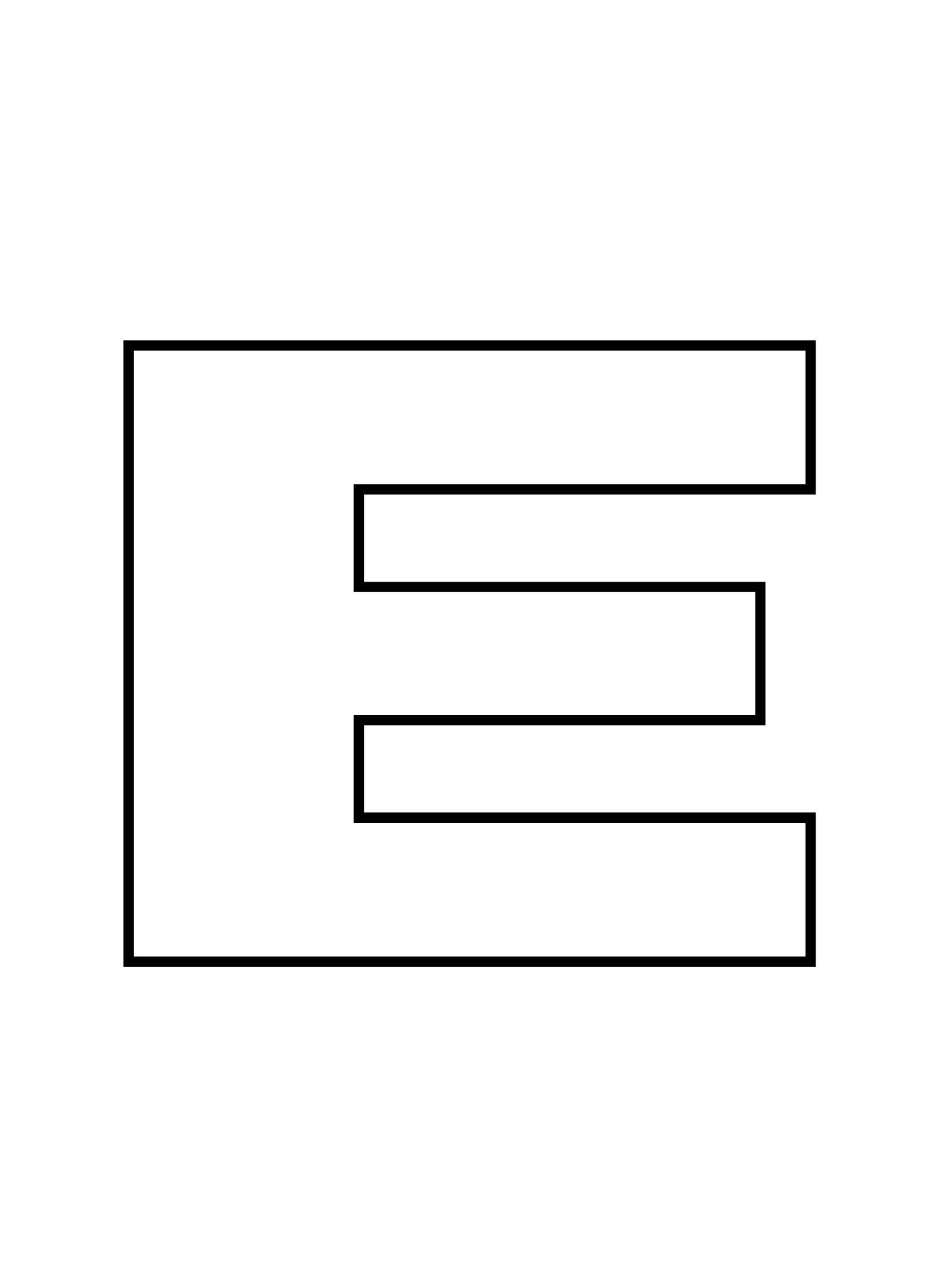 Capital Letter E Template, Stencil, Colouring Sheet, Instant, Printable ...