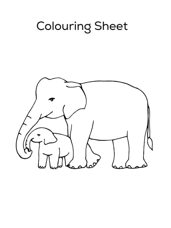 Printable Digital Download Elephant Colouring Sheet - Etsy