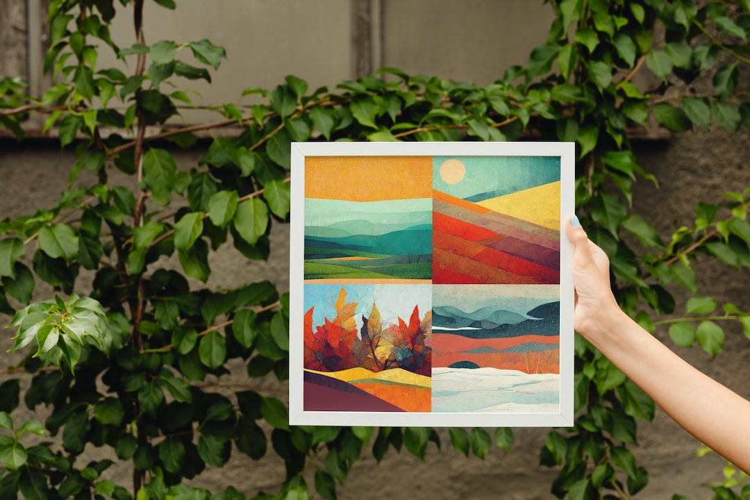 Four Seasons Print (collage and Separate), Printable Wall Art, Abstract ...