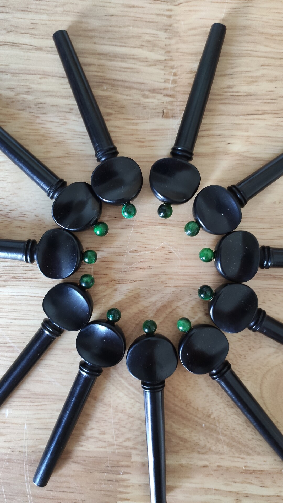 Set of 11 Indian Ebony Dowels, Green Tinted Tiger's Eye Beads - Etsy