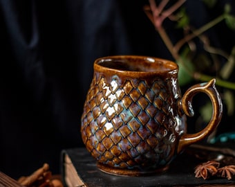 Pottery Dragon Scale Mug Ceramic Handmade Mugs - Etsy