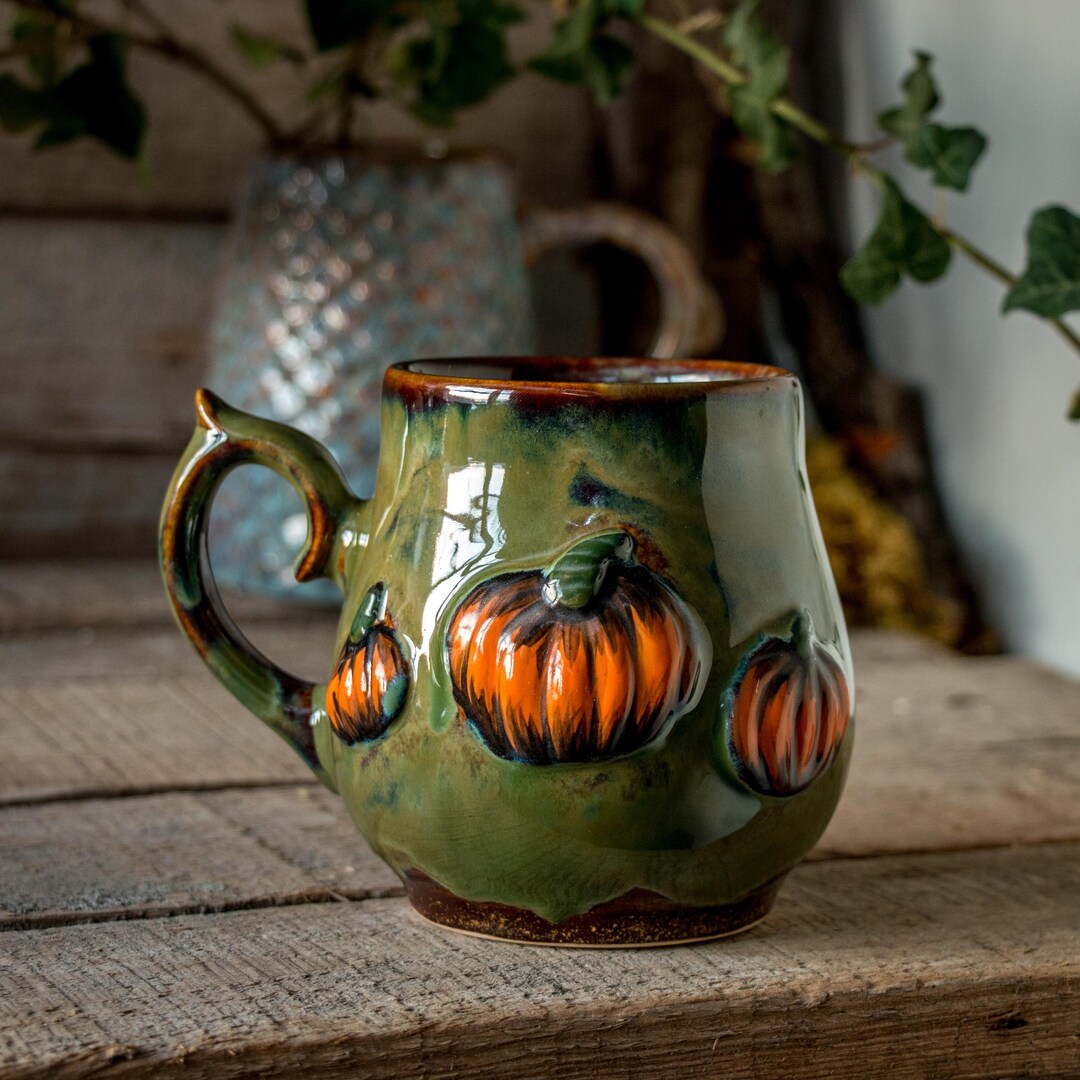 Ceramic Mug, Pumpkin Mug, Handmade Pottery, Harvest Mug, Mug With ...