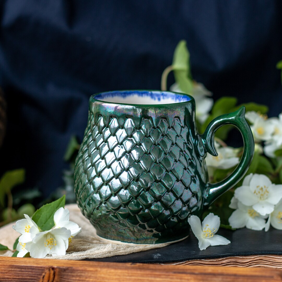Emerald Dragon, Dragon Scale Mug, Handmade Pottery, - Etsy