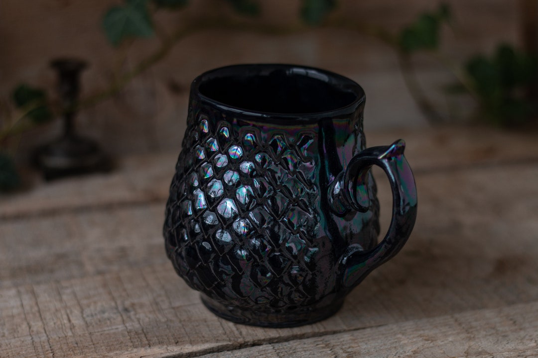 Black Pearl Dragon, Dragon Scale Mug, Handmade Pottery, - Etsy