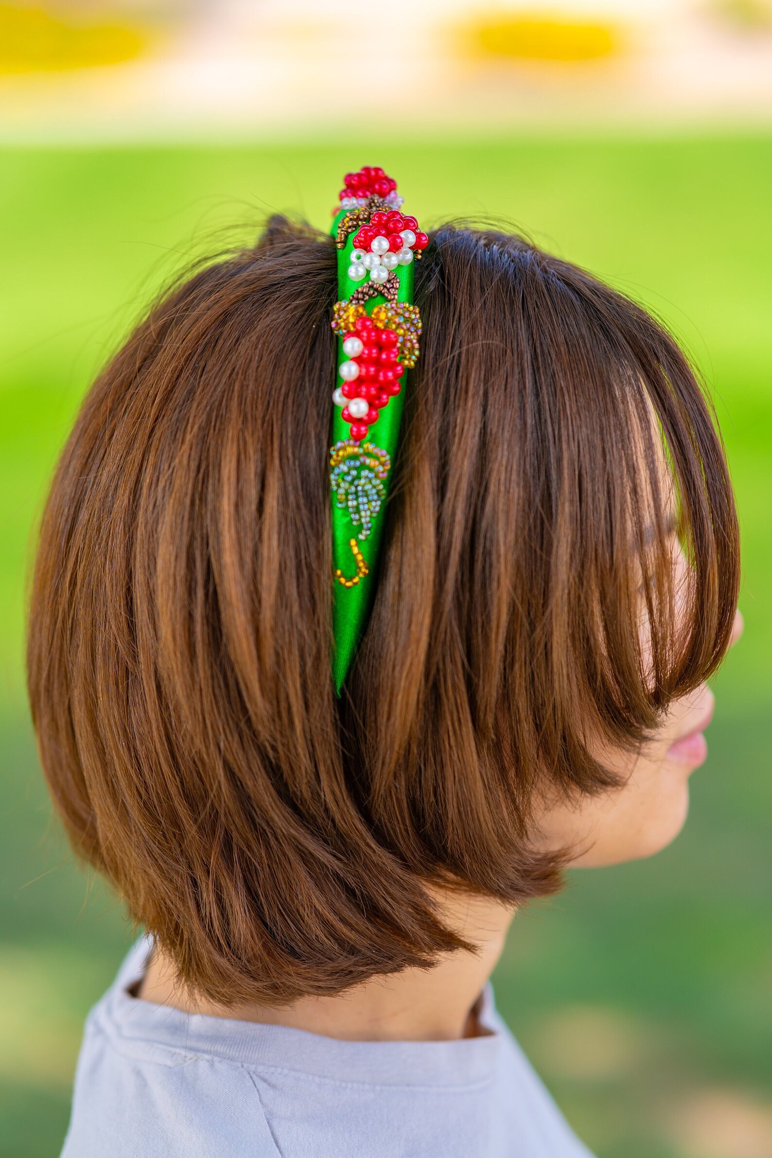 Knotted Headband With Seed Bead Floral Accents, Embellished Hair ...