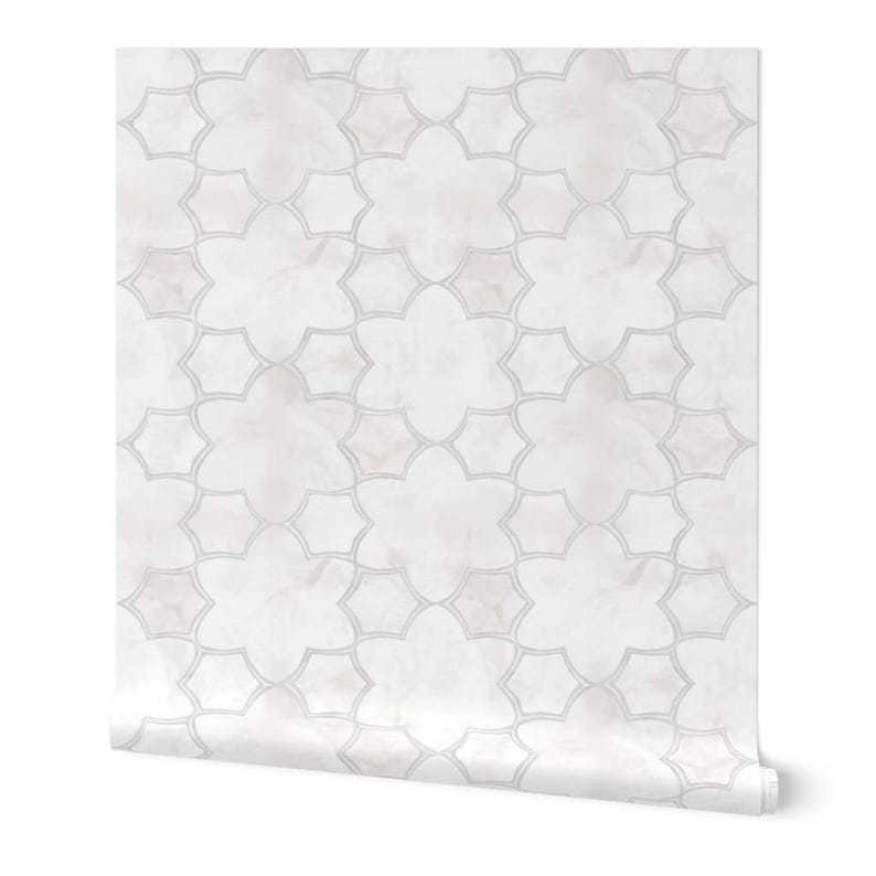 Moroccan Marble Mosaic Tile Wallpaper – Geometric Star and Flower ...