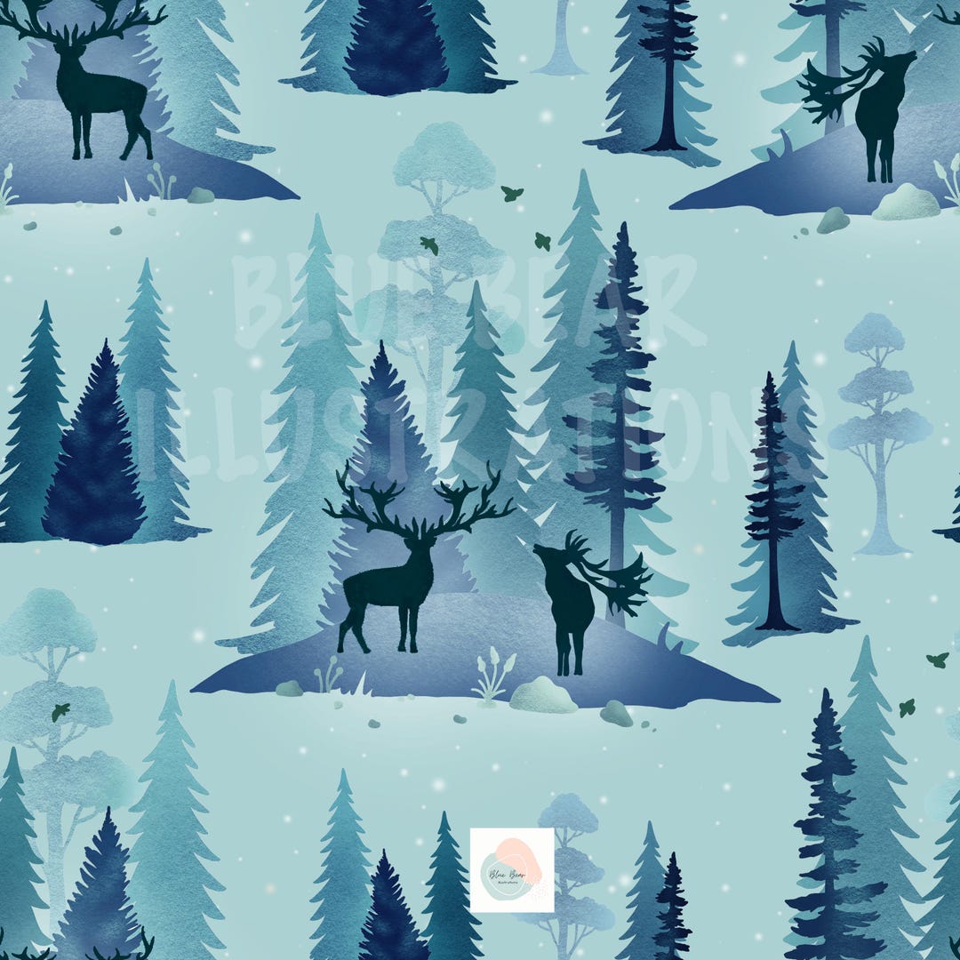 Deer Seamless Pattern, Jungle Seamless, Stags Design, Alaskan Wildlife ...